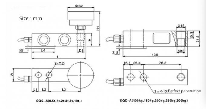 304 Stainless Steel KELI SQB 1T 2T Shear Beam Load Cell In Platform Scales